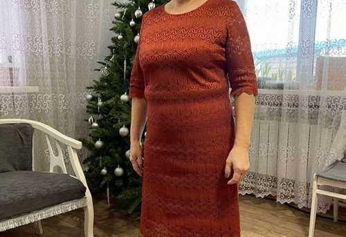 Платье кружевное терракотового цвета 48 размера