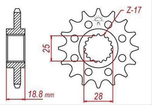 Звезда цепного привода JTF704 17RB