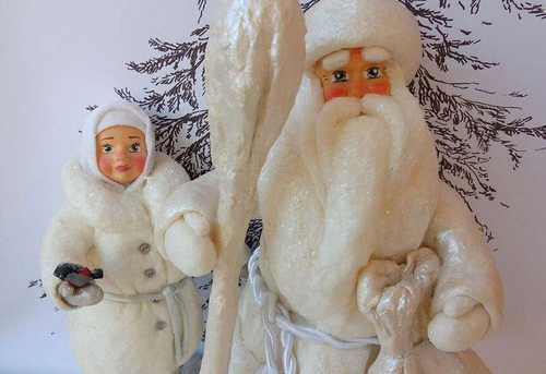 Дед мороз и Снегурочка ватные игрушки