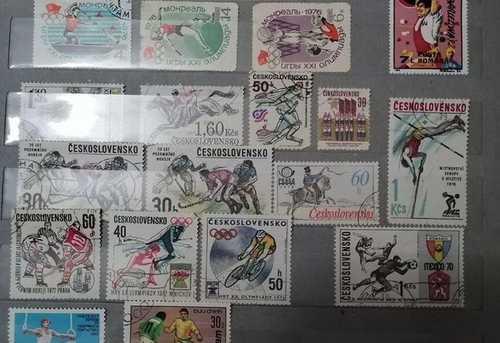 Почтовые марки СССР спорт,космос,транспорт,мультик