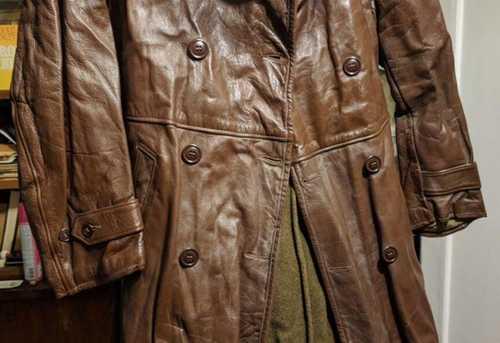 Винтажный военный кожаный плащ 40х гг XX века
