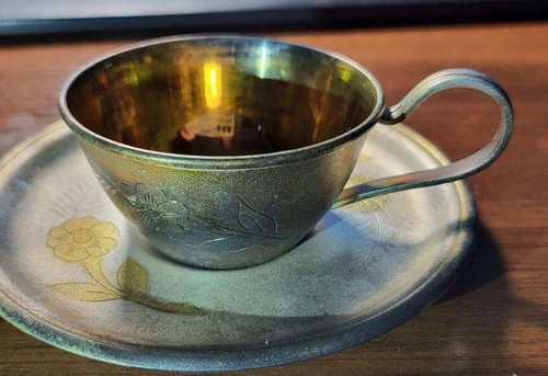 Чашка кофейная с блюдцем из мельхиора