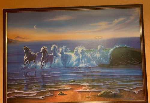 Картина "Лошади" Джим Уоррен в раме