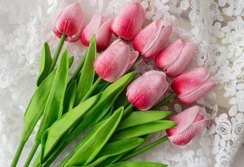 Тюльпаны реалистичные искусственные, Ярко-розовые