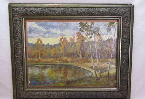 Картина старинная в раме "Осень" Масло №9229