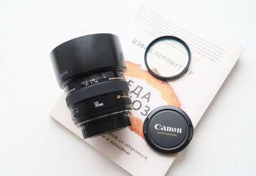 Объектив Canon EF 50mm f1.4 USM + бленда/фильтр