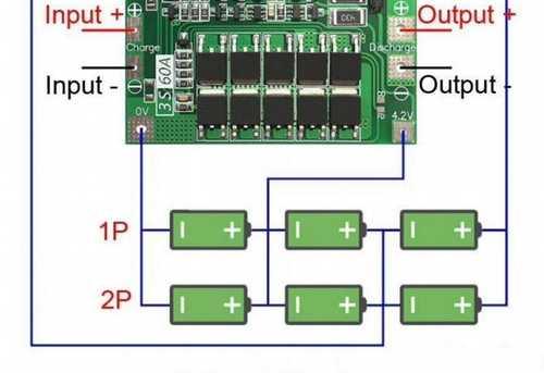 Плата bms с балансировкой 3s40a/3s60a/4s40a/1s3.7v