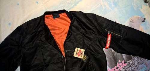 Чёрная Куртка Пилот Бомбер MA1 3XL-4XL-58-62 разм
