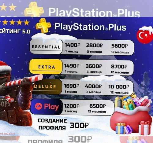 Подписка ps plus все тарифы Турция Delux 1/3/12 месяцев (Арт.23793)