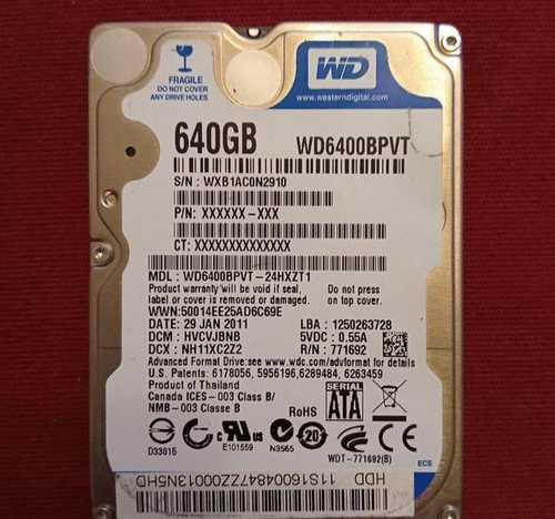 Жесткий диск hdd 640Гб