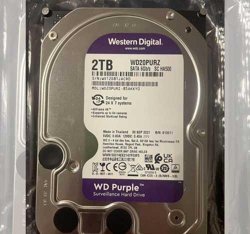 2 тб Жесткий диск Western Digital Purple WD20purz