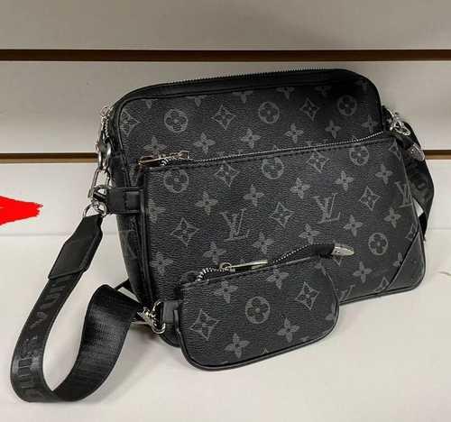 Сумка мужская кожаная louis vuitton trio messenger