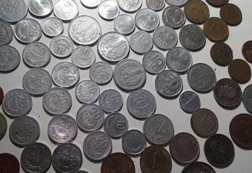Монеты разные фунты евро лиры кроны песо дирхамы
