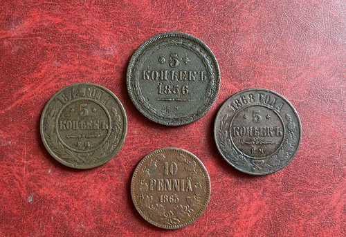 5 копеек и 10 пенни 1865г