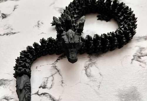 Подвижный дракон 3D черный 41см