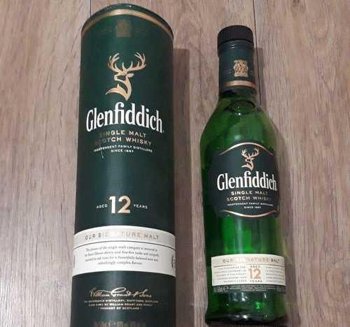 Коробка и пустая бутылка от виски Glenfiddich 12