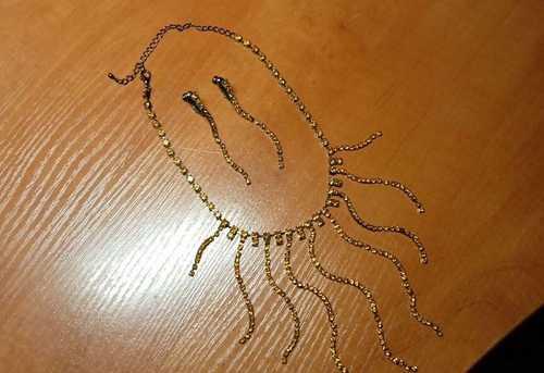 Ожерелье, серьги, комплект, бижутерия
