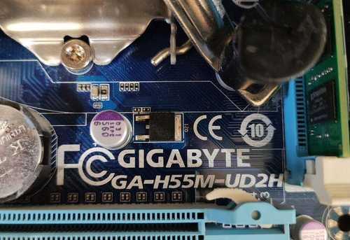 Комплект ga-h55m-ud2h+xeon3450+16ddr3