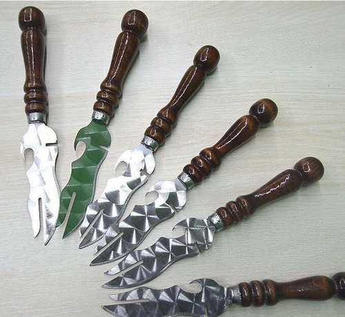 Нож вилка для снятия мяса с шампура
