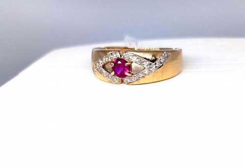 Золотое кольцо с бриллиантом и корундом (чч190141)