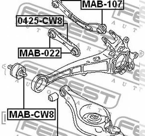 Сайлентблок задней поперечной тяги febest mab087 для а/м chrysler, dodge, mitsubishi