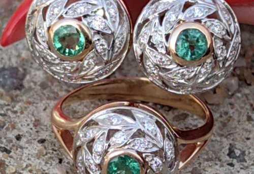 Золотые серьги кольцо с бриллиантами