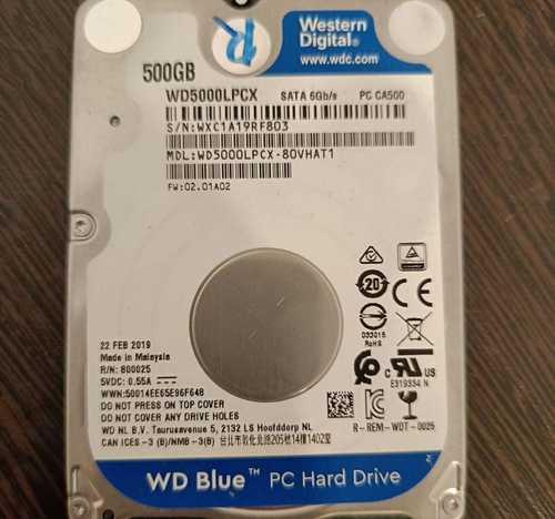 Жесткий диск 500Gb WD Blue WD5000lpvx