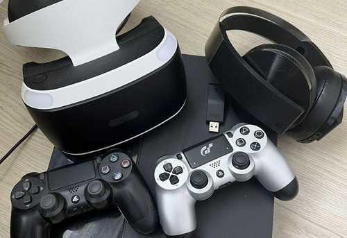 Ps4 + Очки PS4 VR 2 + наушники ps4 platinum