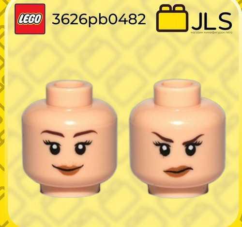 Lego 3626pb0482 Minifigure, Head Dual Sided Female Reddish Brown Thin Eyebrows, Black Eyelashes, Med