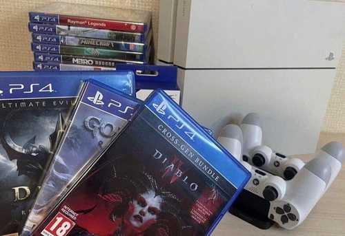 Sony PlayStation 4 белая + игры