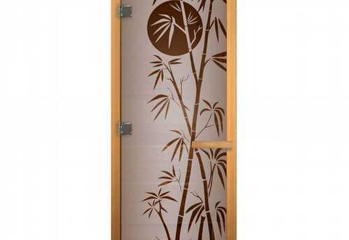 Дверь для Бани стекло Сатин Матовая бамбук 190х70