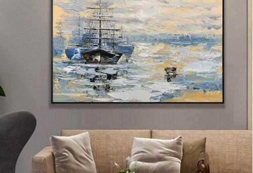 Картина маслом на холсте абстрактный корабль Приме