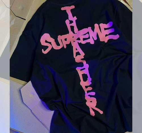 Футболка supreme x thrasher pink