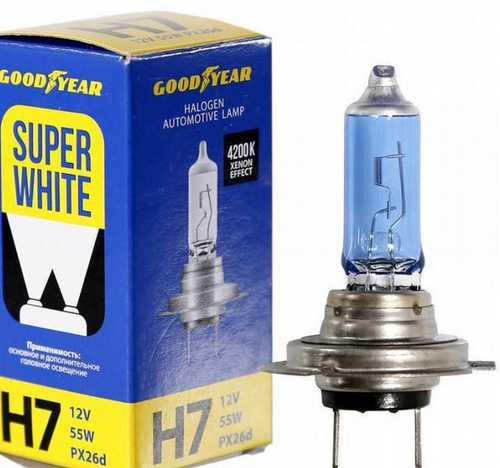 Лампа галогеновая головного света H7 PX26d 12V 55W Super White картон 1шт