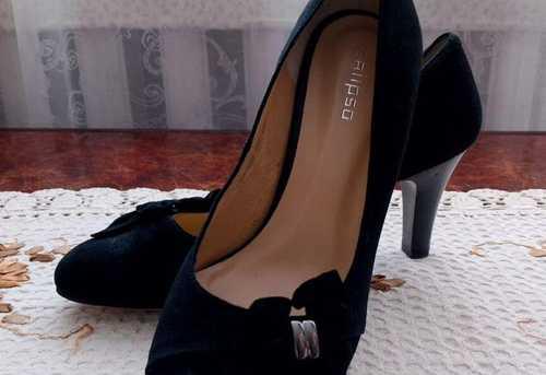 Туфли женские 39 размер натуральные замша черные