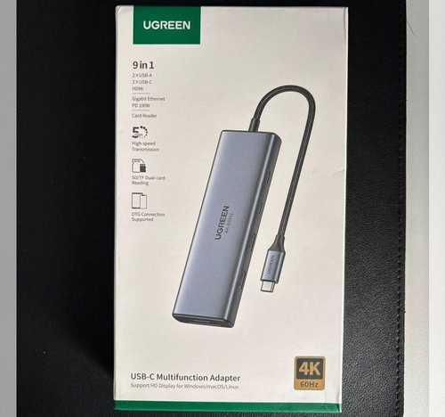 USB-Концентратор ugreen 9-in1 (15375), 4K hdmi, 2х