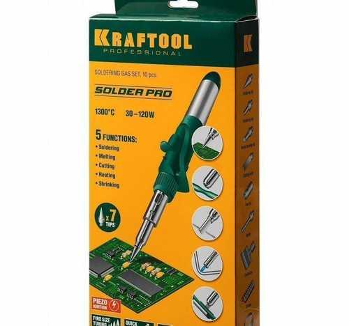 Газовый паяльник 1300С пьезоподжиг kraftool 55503