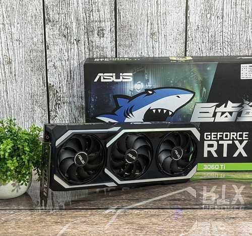 Видеокарта (Asus, RTX 3060 Ti, Megalodon, 8Gb, gddr6, отличное, 256bit, полный комплект, коробка, nv