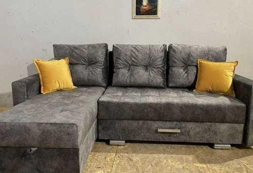 Угловой диван с утяжками