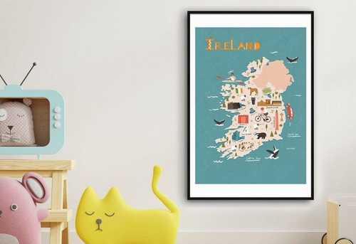 Авторский постер на стену "Карта Ирландии"