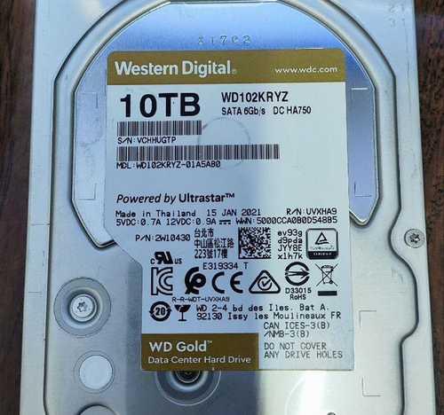 Жесткий диск Western Digital Gold 10TB (wd102kryz)