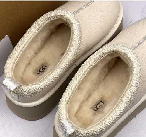 Тапочки угги кожаные UGG Tasman Tazz White