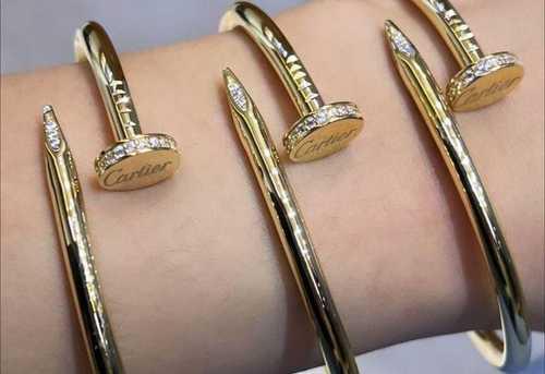 Золотой женский браслет гвоздь Cartier 585 новый