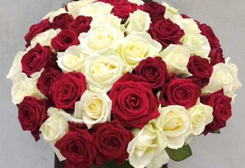 Букет роз живые цветы розы 51 роза 50см