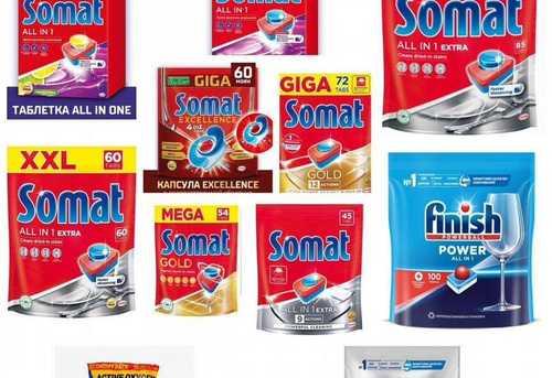 Таблетки для посудомойки Somat, Finish