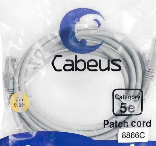 Патч корд cabeus PC-UTP-RJ45-CAT.5E-3M-lszh 8866c