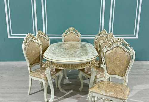 Стол «Роза мрамор» / Кухонный стол и стулья