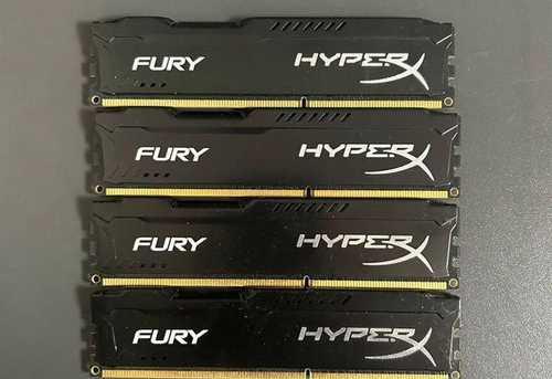 HyperX fury Black 16 гб (4 гбх4шт.) DDR3 1866 мгц