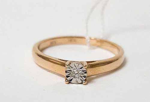 Золотое кольцо с бриллиантом 16,5 р (14200)