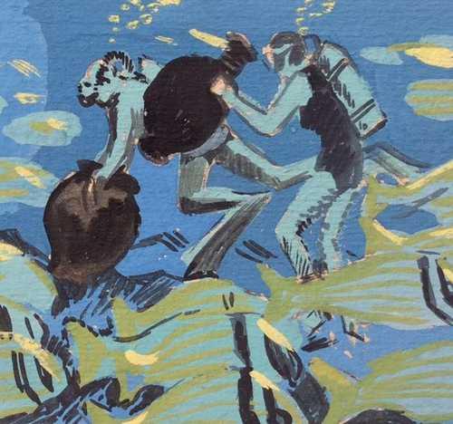 Рисунок. Водолазы и амфоры. Афанасьева Е.А